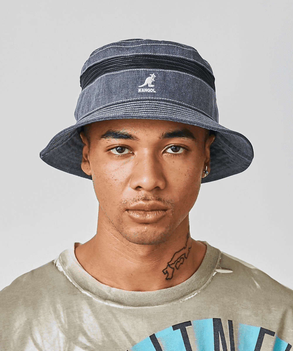 DISTRESSED COTTON MESH BUCKET | L/XL(08) BLACK (01) | BUCKET | ハット | ｜帽子通販｜KANGOL(カンゴール）公式オンラインストア